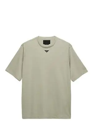Prada Short-sleeved Logo-tab Cotton-jersey T-shirt - Green
