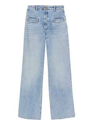 Sandro Oslo Wide-Leg High-Rise Jeans Bleus