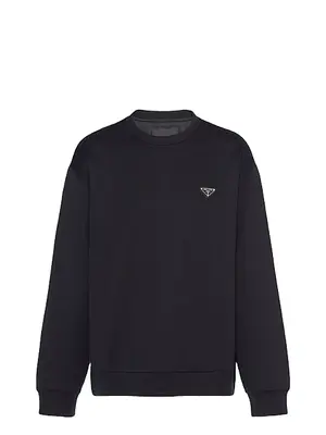 Prada Brand-plaque Boxy-fit Cotton-jersey Sweatshirt - Black