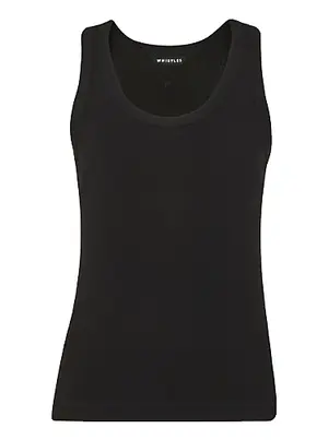 Whistles Scoop-neck Ribbed Stretch-knit Vest Top - Black
