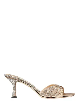 JIMMY CHOO Skye 70 Crystal-embellished Satin Sandals - Gold/crystal