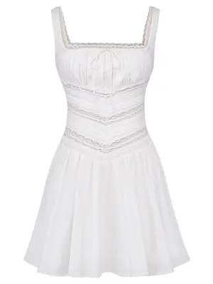 House Of Cb Tiffani Lace-trim Mini Dress - White