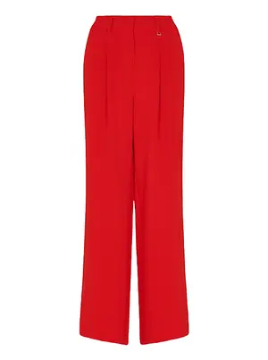 Whistles Harper Wide-leg High-rise Crepe Trousers - Red