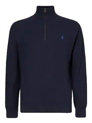 Polo Ralph Lauren Logo-embroidered Half-Zip Cotton-Knit Sweatshirt Navy Htr