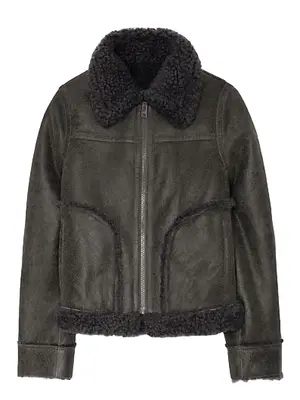 Zadig&Voltaire Zadig&Voltaire Kady Shearling And Leather Jacket Anthracite