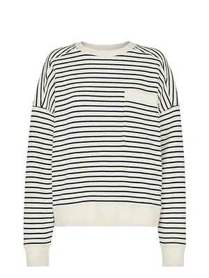 Whistles Relaxed-fit Stripe Cotton Sweatshirt - Cream