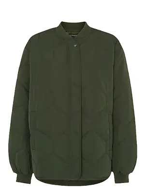 Whistles Ida Diamond-quilted Coat - Khaki/olive