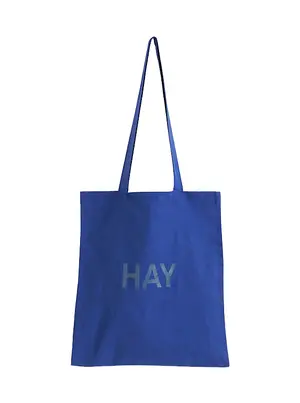 HAY HAY Logo-Print Cotton Tote Bag Ultra Marine