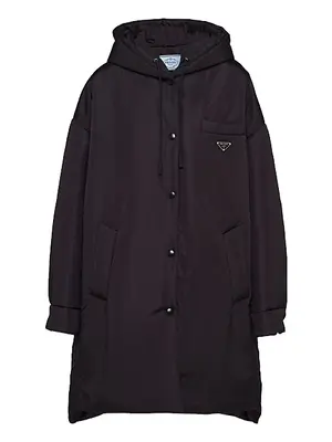 Prada Logo-plaque Nylon Coat - Black