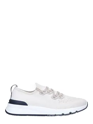 Brunello Cucinelli Brand-embossed Knitted Low-top Trainers - White