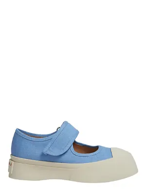 Marni Branded Contrast-sole Low-top Trainers - Light Blue