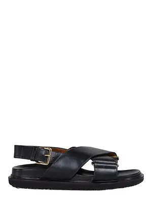 Marni Fussbett Cross-over Leather Sandals - Black