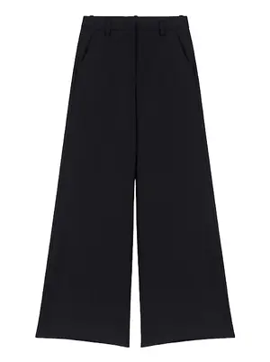 Maje High-rise Flared-leg Stretch-woven Trousers - Noir / Gris