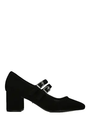 Carvela Harper Front-buckle Suede Heeled Courts - Black