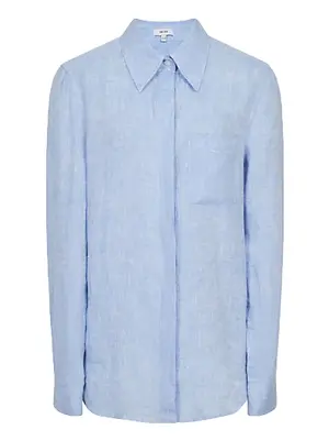 REISS Campbell Linen Shirt - Blue