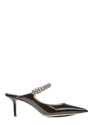 JIMMY CHOO Bing 65 Crystal-embellished Patent-leather Heeled Mules - Black