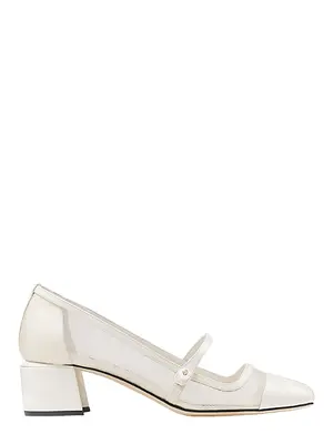 JIMMY CHOO Elisa 45 Mesh And Patent-leather Heeled Courts - Latte/latte