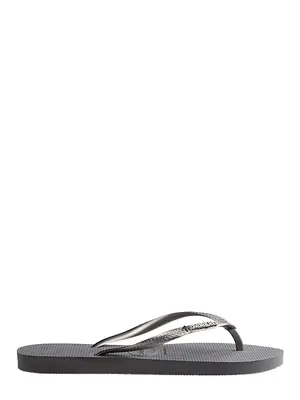 Havaianas Slim Metallic Rubber Flip-Flops Steel Grey