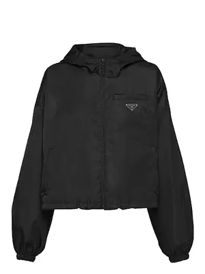 Prada Re-nylon Brand-plaque Nylon Hooded Jacket - Black