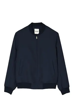 Sandro Regular-fit Wool-blend Jacket With Elasticated Cuffs - Bleus