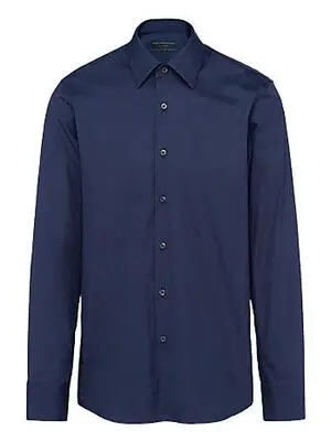 Prada Collared Slim-fit Cotton-blend Shirt - Blue