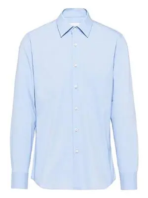 Prada Collared Slim-fit Cotton-blend Shirt - Light Blue