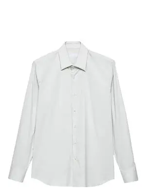 Prada Collared Slim-fit Cotton-blend Shirt 17.5 Neutral