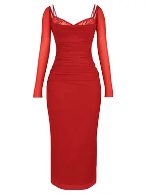 House Of Cb Katarina Corseted Maxi Dress - Scarlet