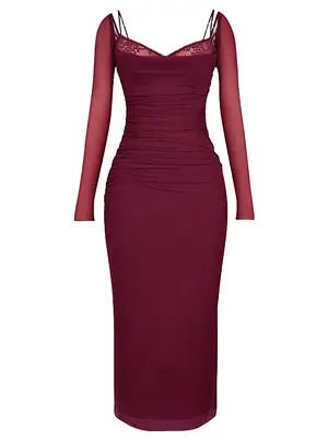House Of Cb Katarina Corseted Maxi Dress - Wine