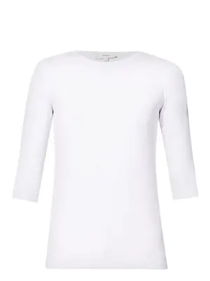 Vince Three-quarter Sleeve Ribbed Top - Optic White