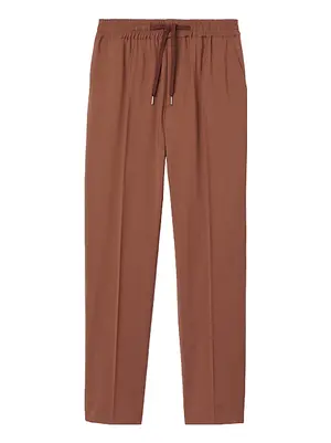 Sandro Sandro Drawstring-Waist Straight-Leg Wool-Blend Trousers Bruns