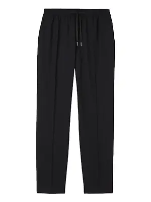 Sandro Drawstring-waist Straight-leg Wool-blend Trousers - Noir / Gris