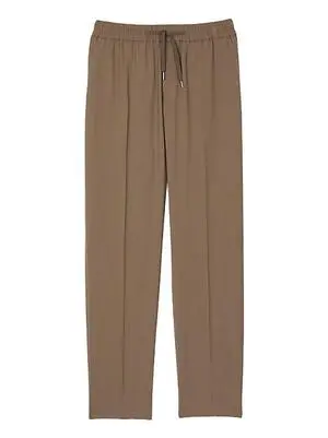 Sandro Drawstring-waist Straight-leg Wool-blend Trousers - Tobacco Brown