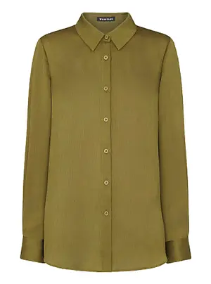 Whistles Molly Relaxed-fit Satin Shirt - Khaki/olive