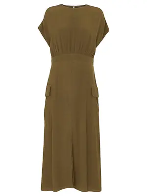 Whistles Woven Midi Dress - Khaki/olive
