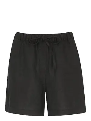 Whistles Elasticated-waist High-rise Linen Shorts - Black