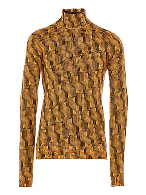 Prada Geometric-pattern Turtleneck Wool Sweatshirt - Corn Yellow