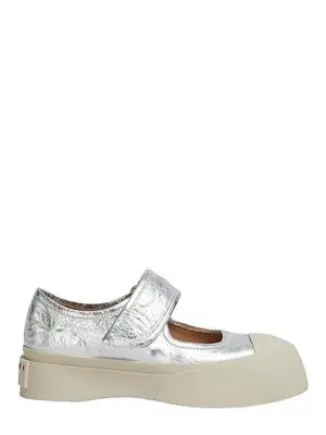 Marni Metallic Leather Mary Jane Trainers - Silver