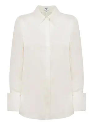REISS Reiss Hailey Point-Collar Silk Shirt Ivory