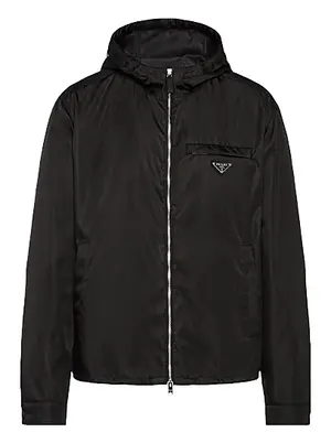 Prada Re-nylon Brand-plaque Hooded Polyamide Jacket - Black