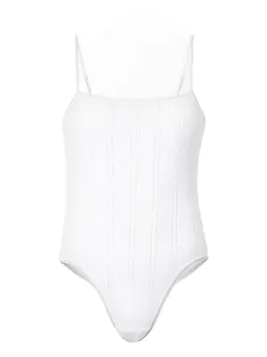 COU COU Pointelle-pattern Cotton Body - 001 White