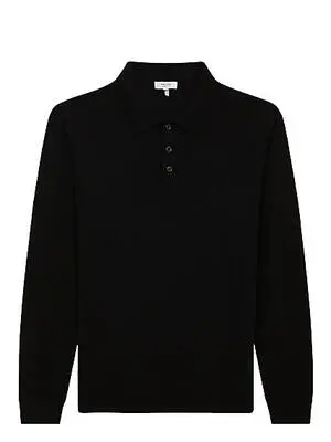 REISS Trafford Polo-collar Slim-fit Merino-wool Jumper - Black