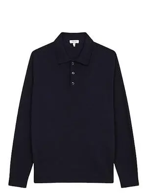 REISS Trafford Polo-collar Slim-fit Merino-wool Jumper - Navy