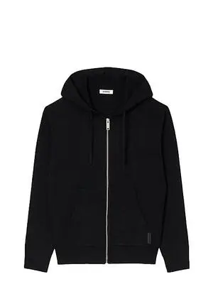 Sandro Zipped Stretch-knit Hoody - Noir / Gris