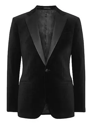 REISS Ace Single-breasted Stretch-velvet Blazer - Black