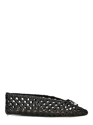 Le Monde Beryl Regency Bow-embellished Leather Slippers - Black