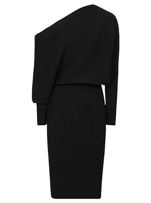 REISS Lara Off-the-shoulder Midi Dress - Black