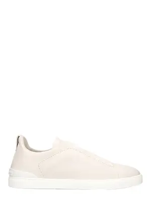 Zegna X3 Stitch Secondskin Leather Low-top Trainers - White
