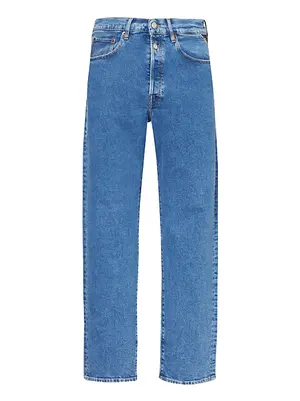 REPLAY Mid-rise Straight-leg Stretch-denim Jeans - Mid Blue