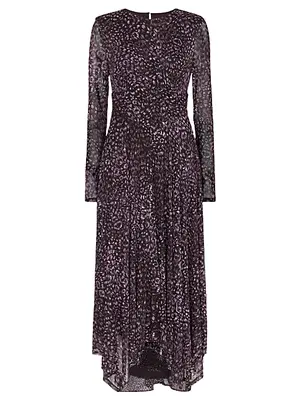 Whistles Leopard-print Stretch-woven Midi Dress - Purple/multi